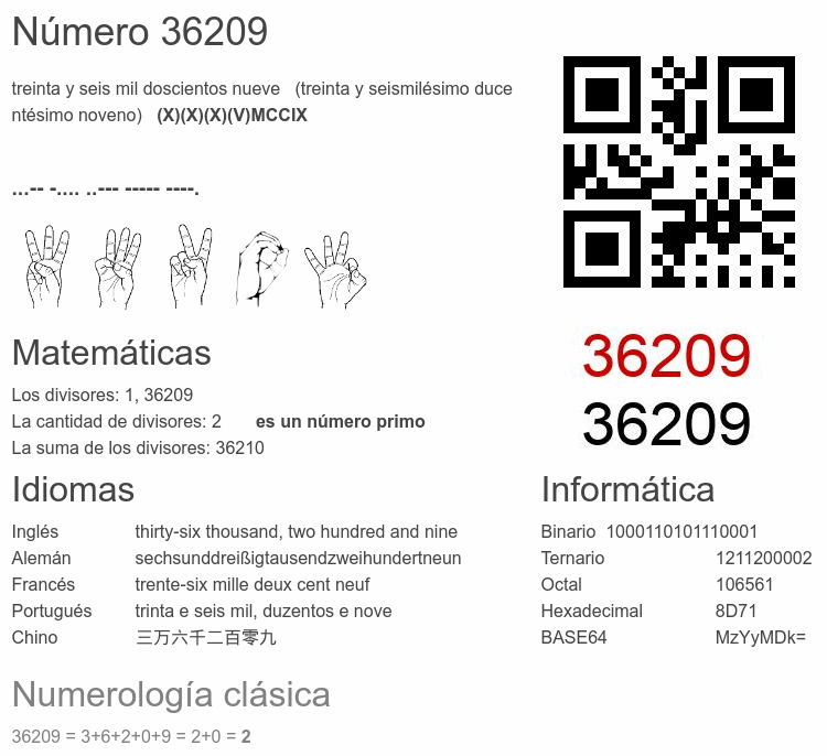 36209 número, significado y propiedades - numero.wiki